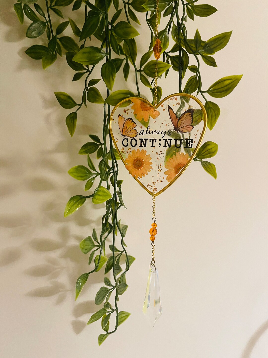 Heart Shaped Suncatcher | Motivational Quotes | Resin Suncatcher ...