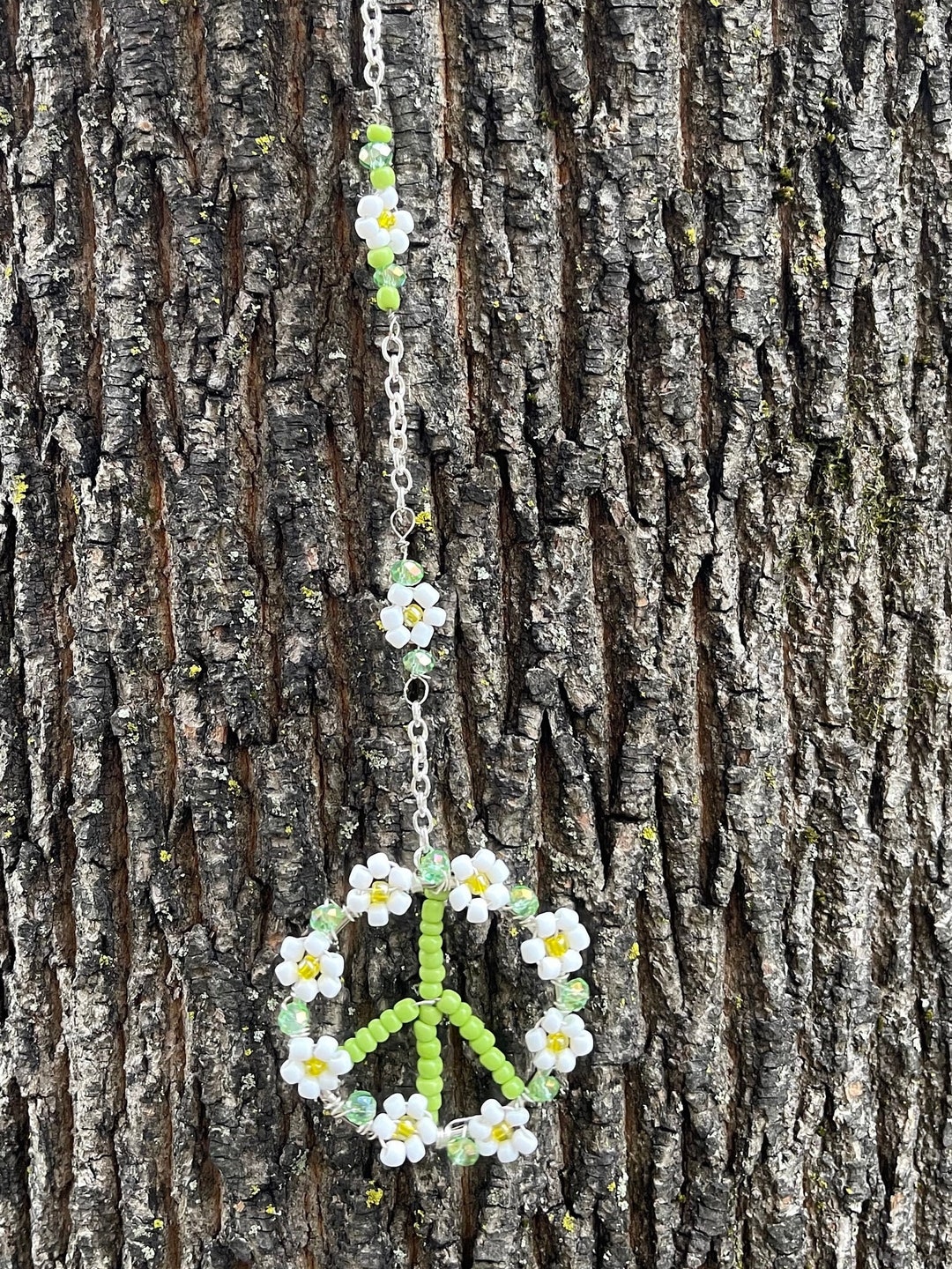 Peace Sign Car Decor, Rear View Mirror Hanger, Car Charm, Car ...