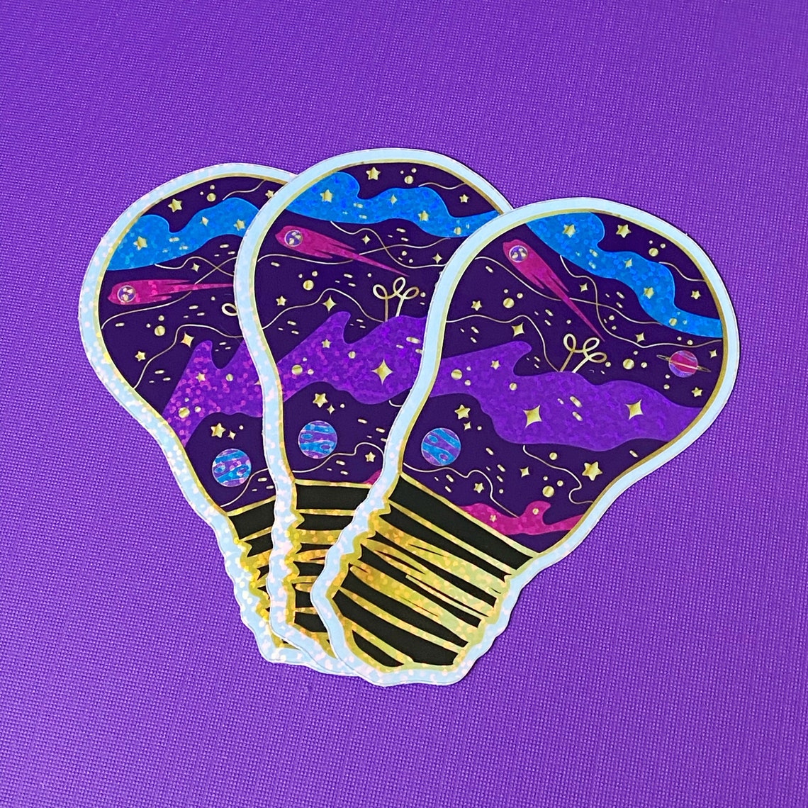 Galaxy Lightbulb Sticker | Etsy