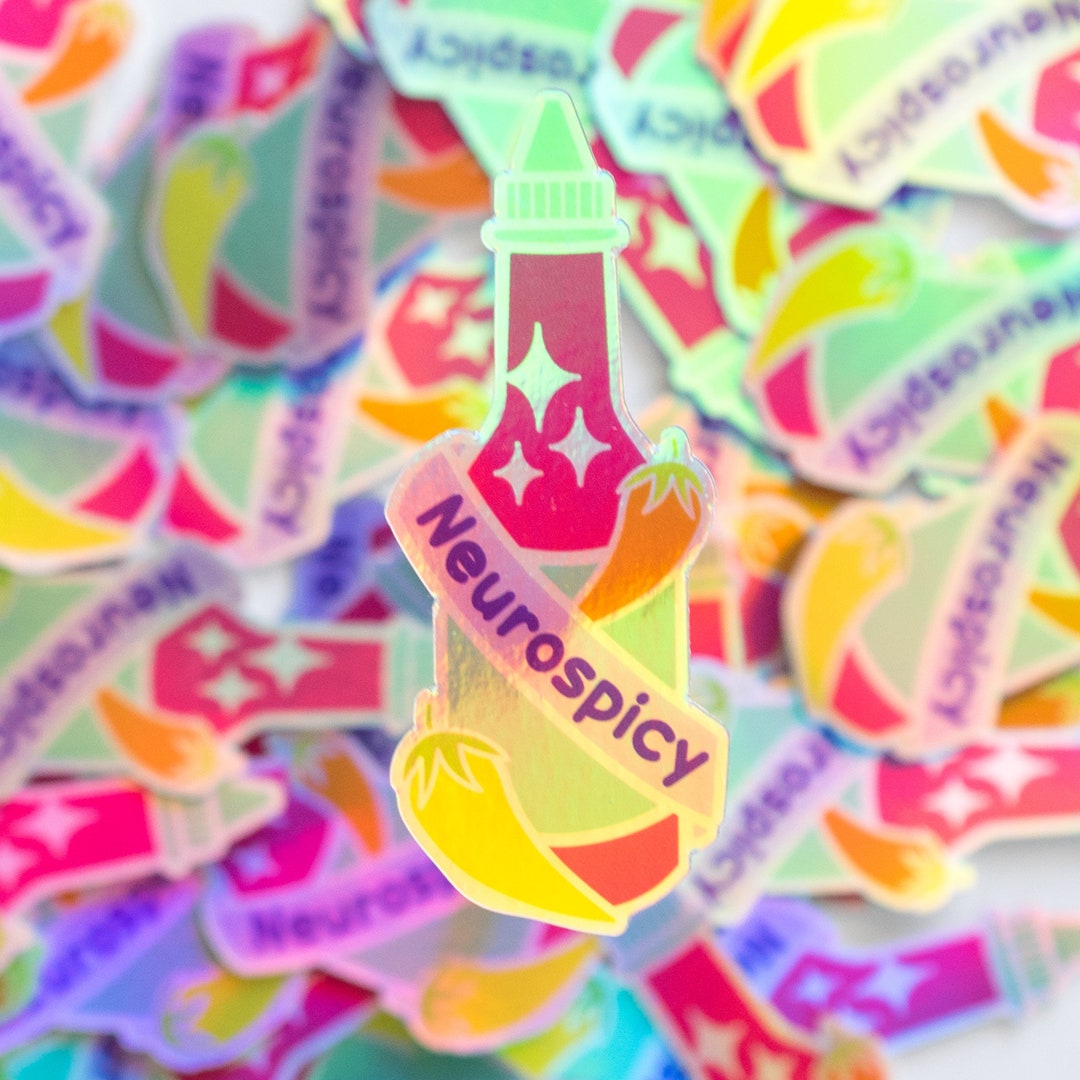 Neurospicy Hot Sauce Sticker - Holographic Vinyl Sticker - Etsy