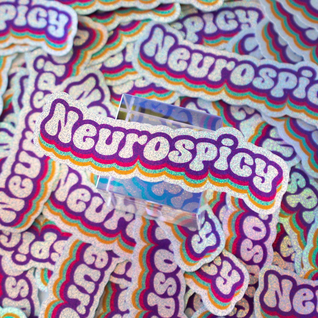 Neurospicy Glitter Sticker - Glitter Vinyl Sticker - 4" - Etsy