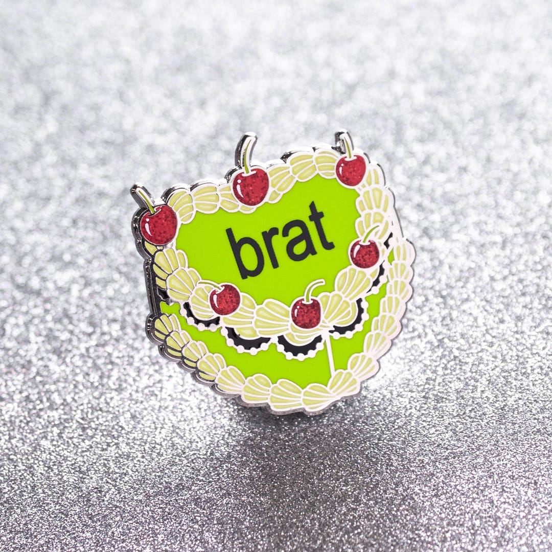 Brat Retro Cake Pin - Brat Pin - Enamel Pin - Silver Plated - Etsy