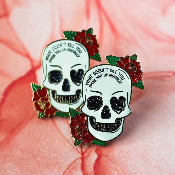 The Skull Pin Red Roses | Etsy