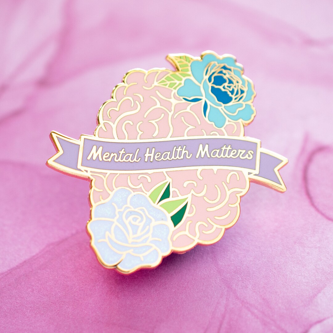 Mental Health Matters Pin - Gold and Pastel - Etsy