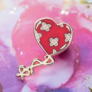 Heart Balloon - Float Away Pin - Red and Gold - Etsy