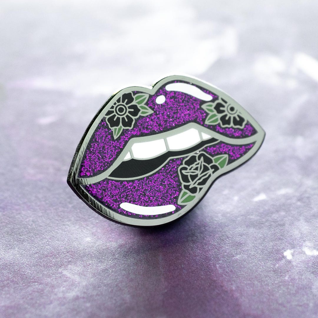Tattooed Lips Pin - Purple - Black Nickel Plated - Etsy