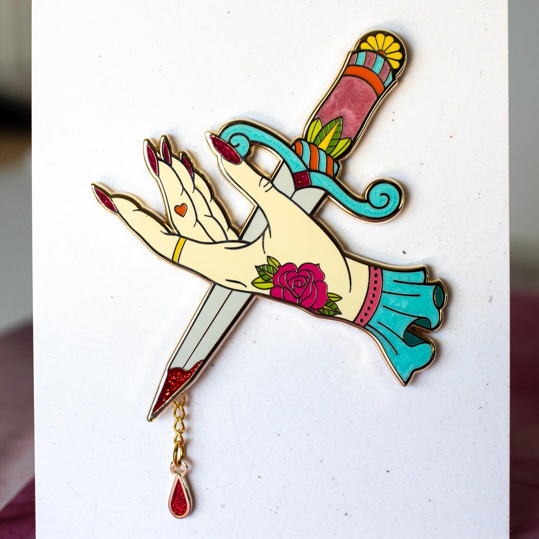 EXTRA LARGE Enamel Pin - Hand & Dagger - Collector's Pin - Three ...
