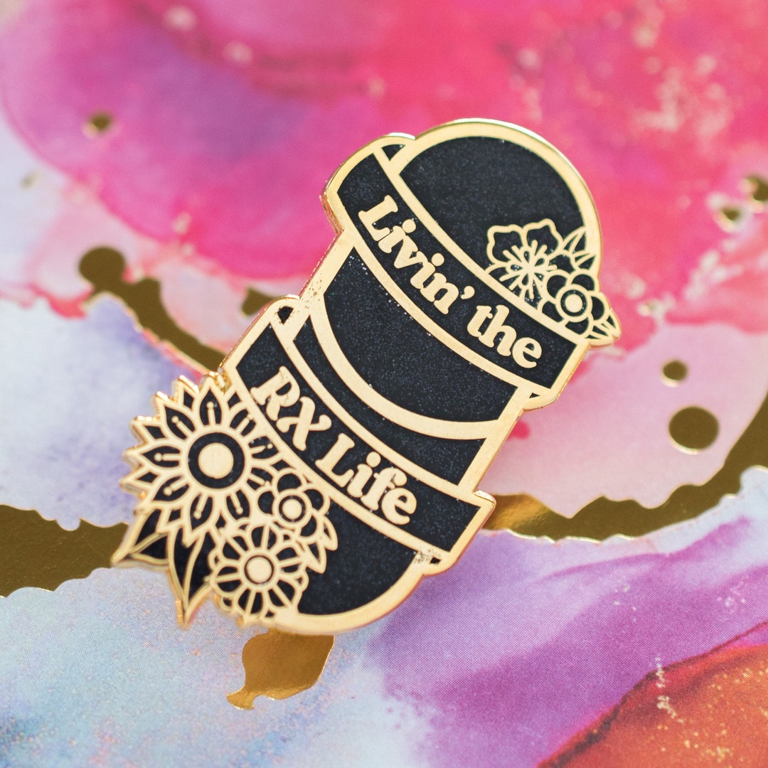 The RX Life Pin - Black and Gold - Etsy