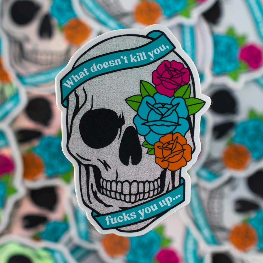 Skull Vinyl Sticker - Pixie Glitter Vinyl Sticker - 3" - Etsy