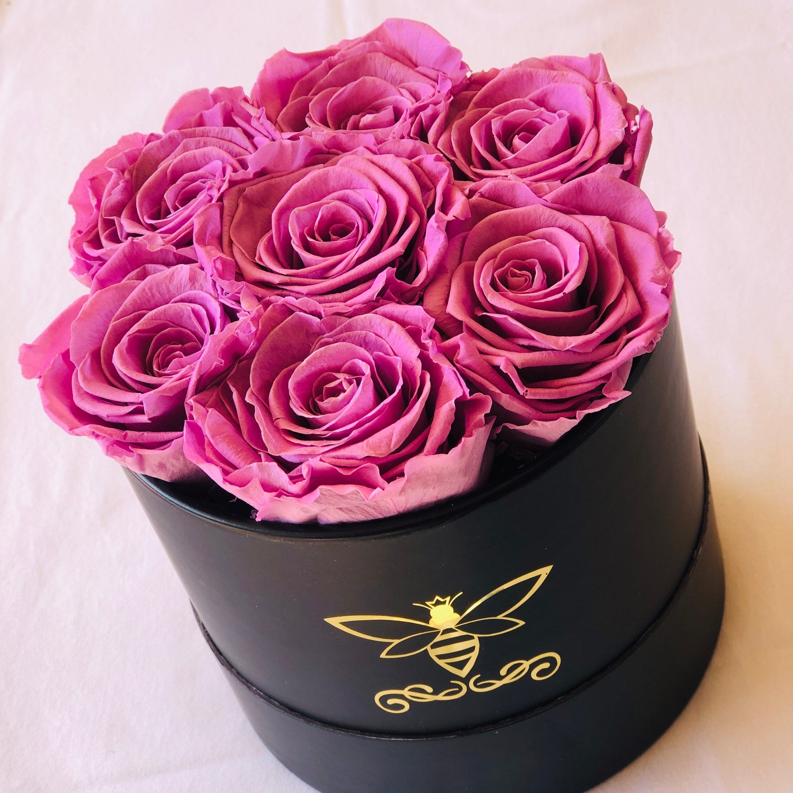 Preserved Roses in a Personalized Round Box Anniversary | Etsy