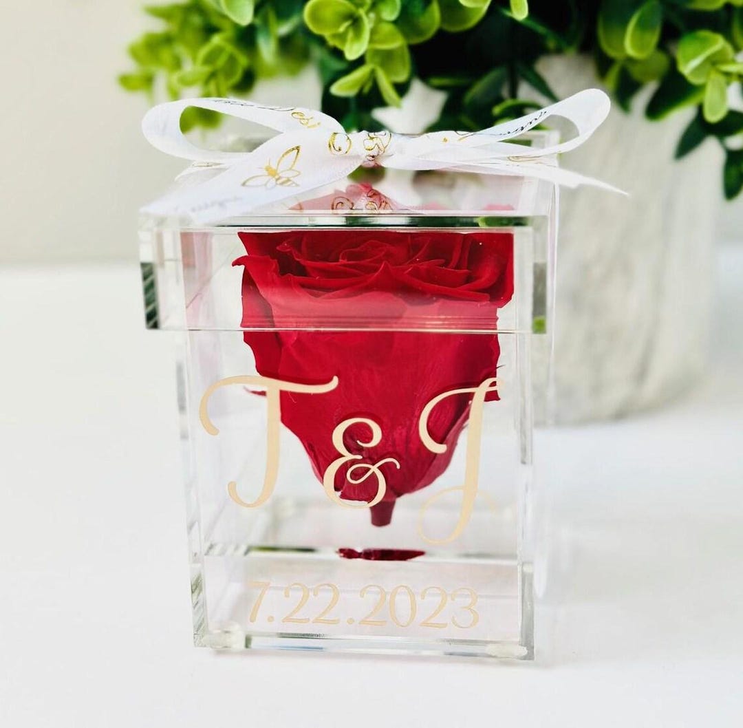 Preserved Single Rose in a Personalized Acrylic Box-forever Eternity ...
