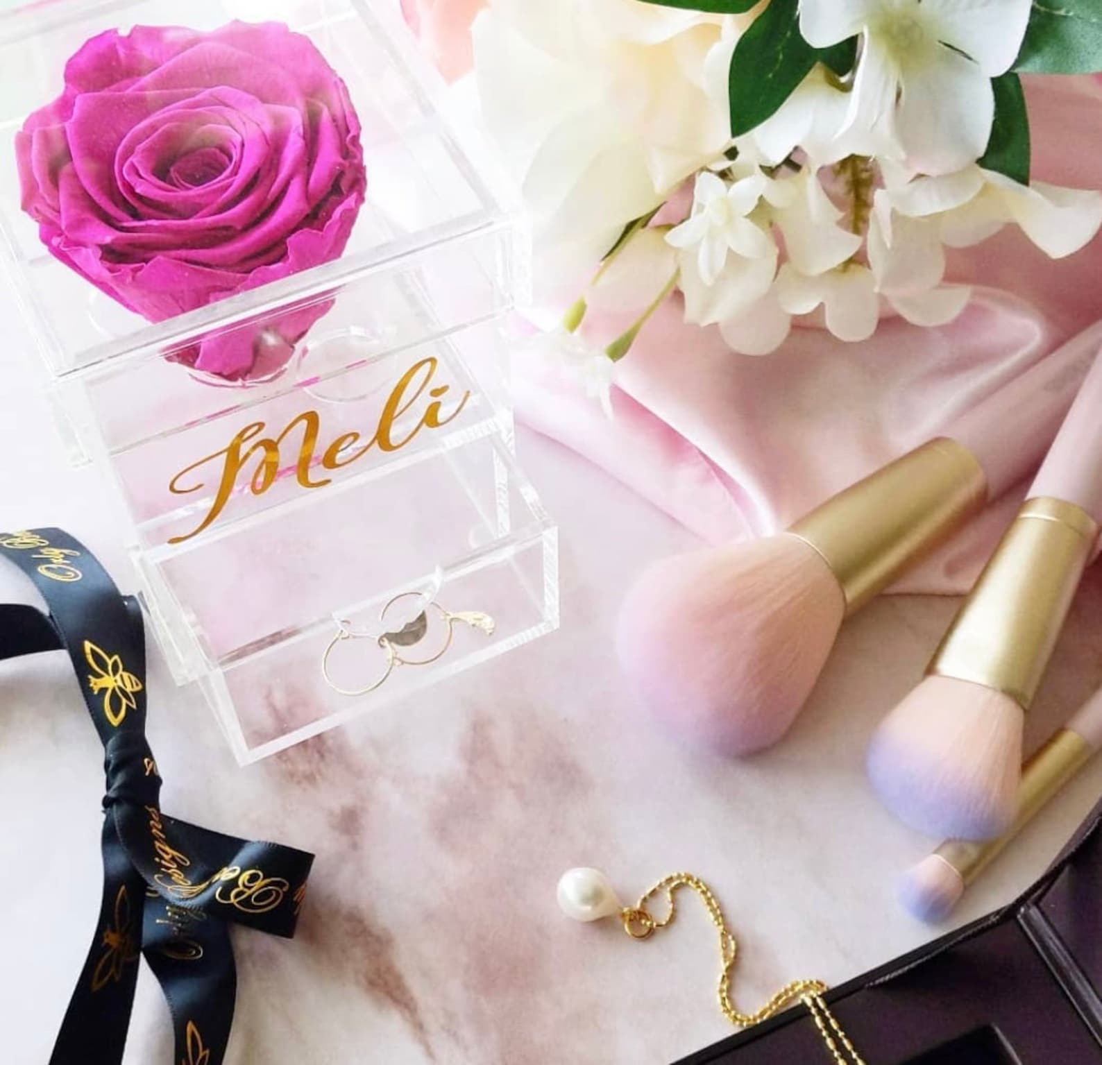 Preserved Single Rose Box Personalized Acrylic Jewelry Rose - Etsy