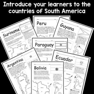 Countries of South America Printable Introductory Geography Worksheets ...