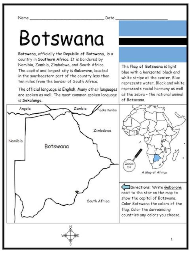 Countries of Africa Printable Worksheets Bundle - Etsy