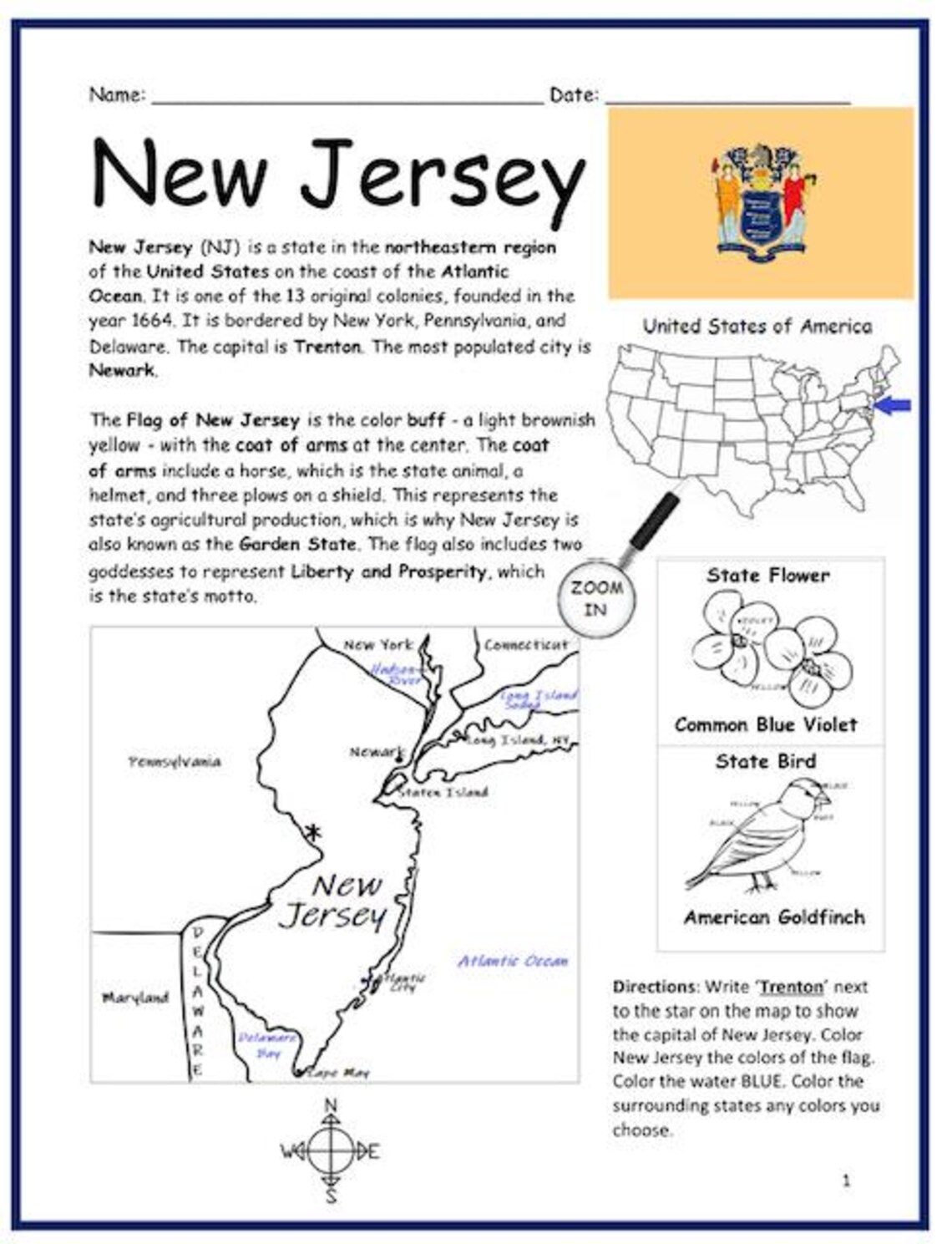 50 States of the USA Printable Worksheets Bundle - Etsy