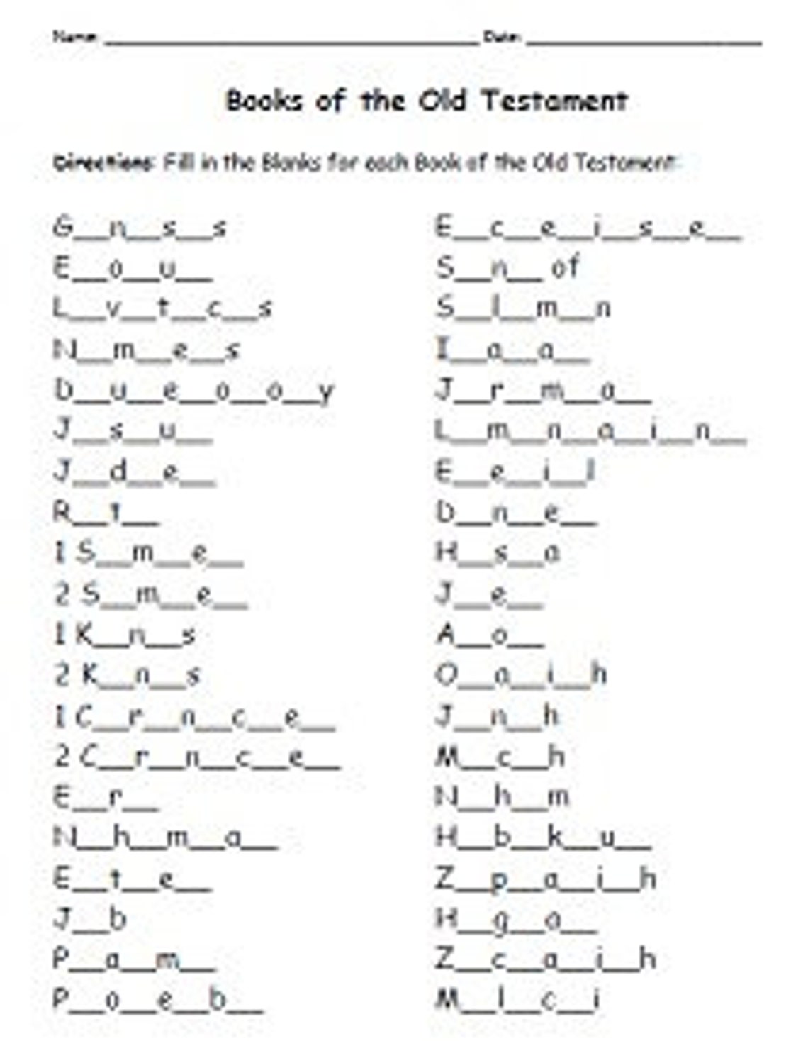 Books of the Bible Printable Activities Packet - Old and New Testament ...