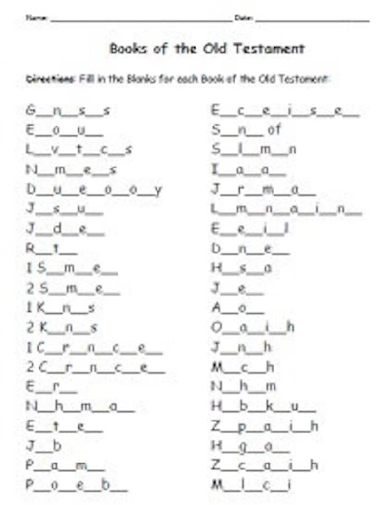 Books of the Bible Printable Activities Packet - Old and New Testament ...