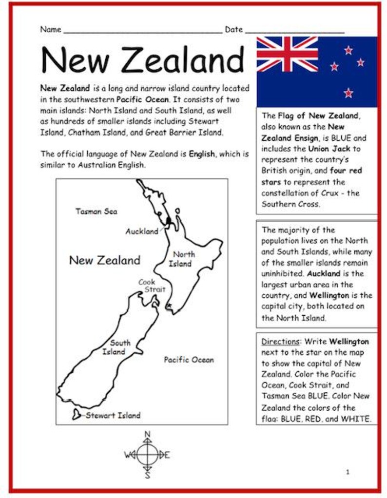 Oceania Countries Printable Worksheets Bundle - Etsy