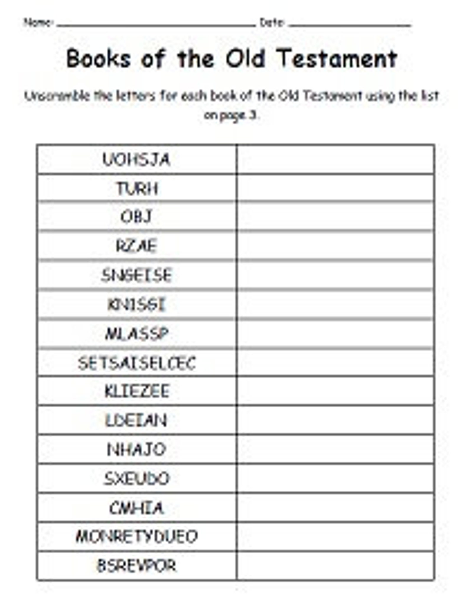 Books of the Bible Printable Activities Packet - Old and New Testament ...