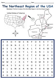 Regions of the United States Printable Map and Word Search Puzzle ...