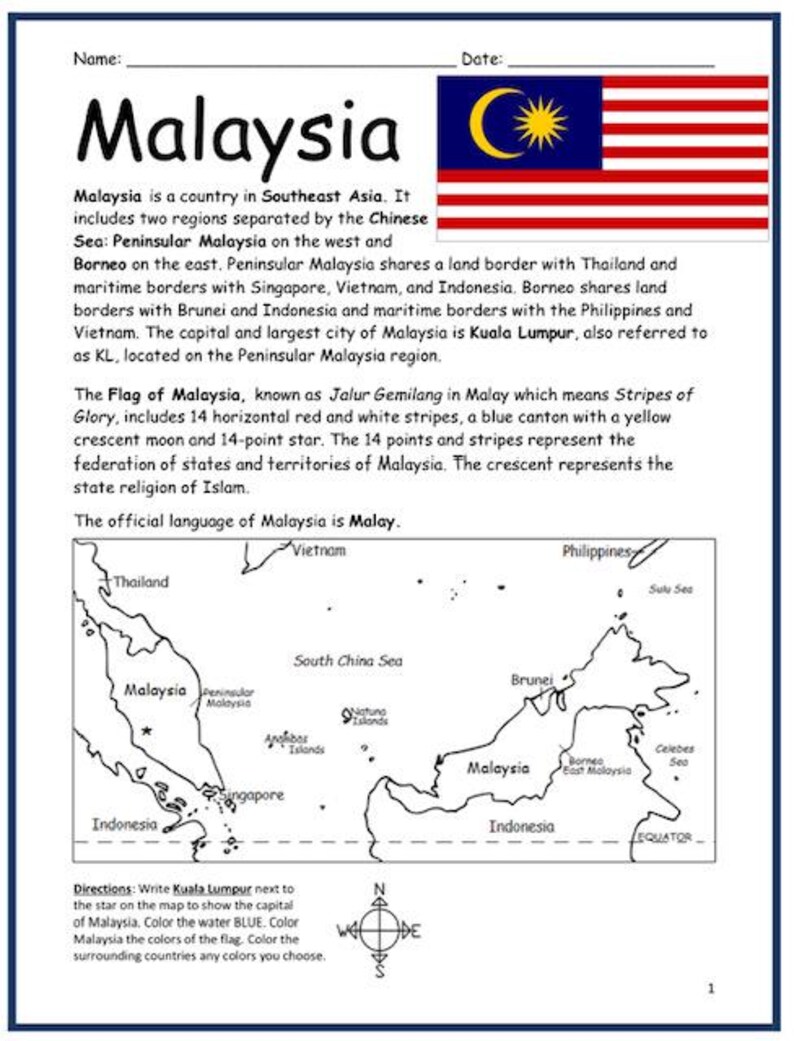 Countries of Asia Printable Worksheets Bundle - Etsy