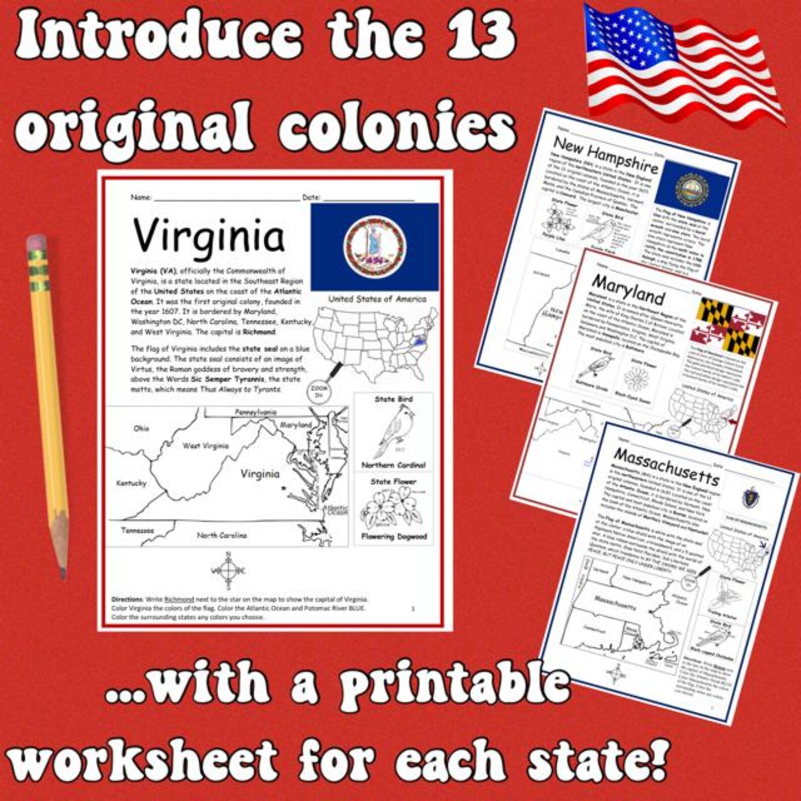 13 Colonies Printable Worksheet Bundle Etsy