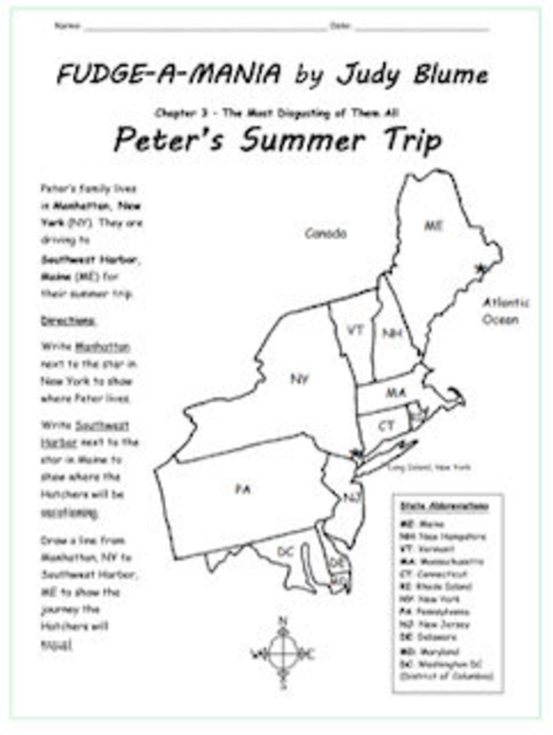 FUDGE A MANIA by Judy Blume Printable Worksheets for Each Chapter - Etsy