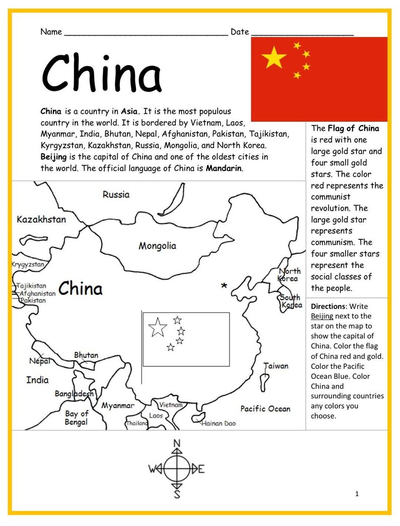 Countries of Asia Printable Worksheets Bundle - Etsy