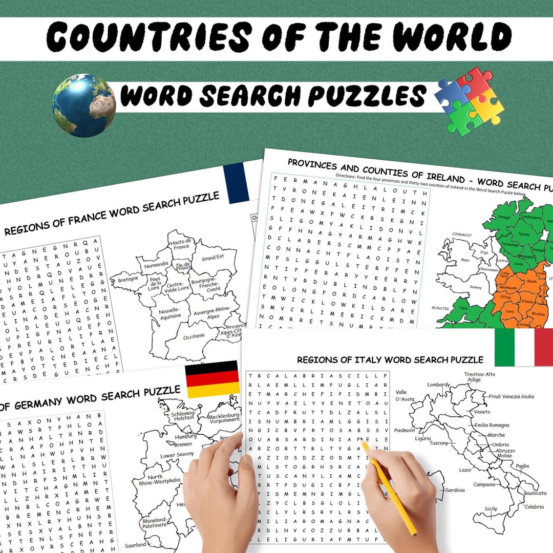 Geography Word Search Puzzles With Maps Printable Bundle - Etsy