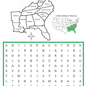 Southeast Region of the USA Printable Worksheets Bundle - Etsy