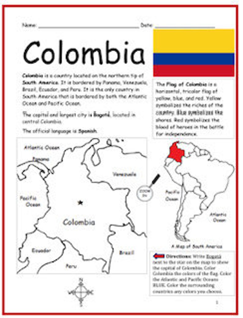 Spanish Speaking Countries of the World Printable Worksheets - Etsy