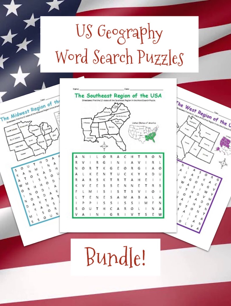 Regions of the United States Printable Map and Word Search Puzzle ...