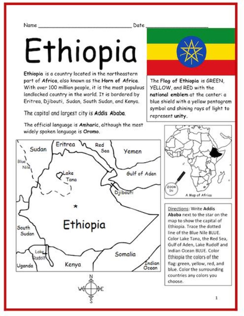 Countries of Africa Printable Worksheets Bundle - Etsy