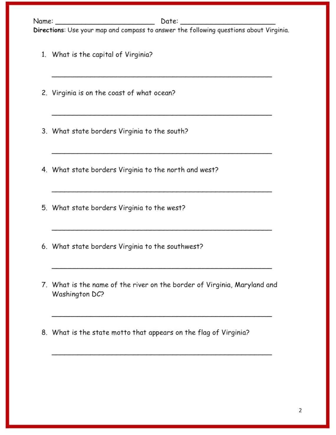 Southeast Region of the USA Printable Worksheets Bundle - Etsy