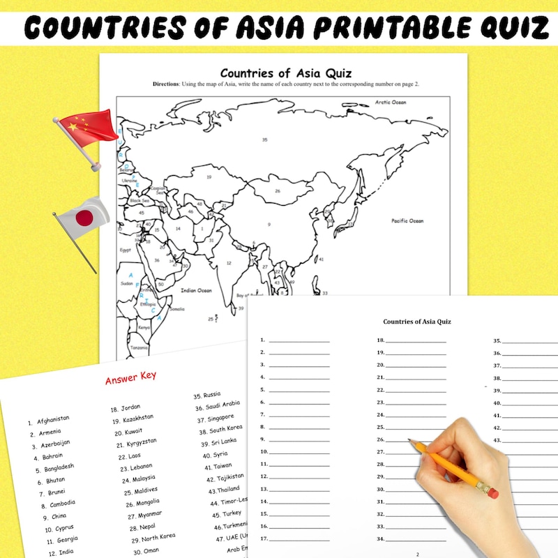 Asia Countries Quiz - Etsy New Zealand