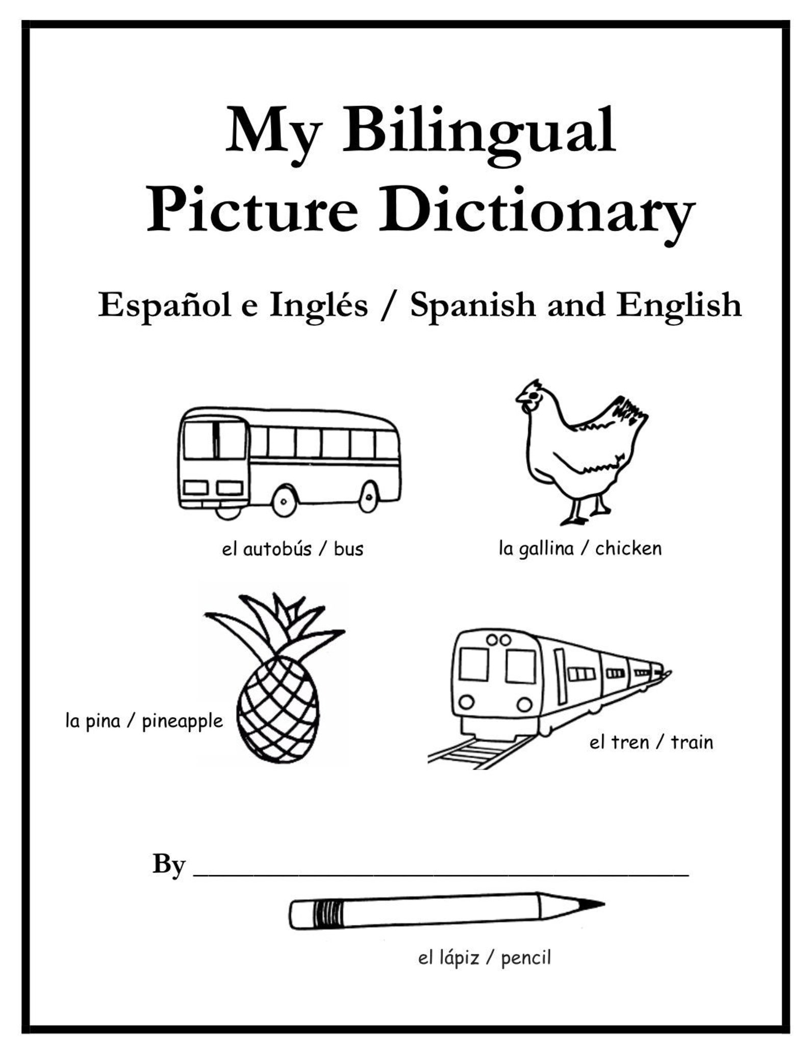 Bilingual Printable Coloring Book Picture Dictionary Spanish and ...