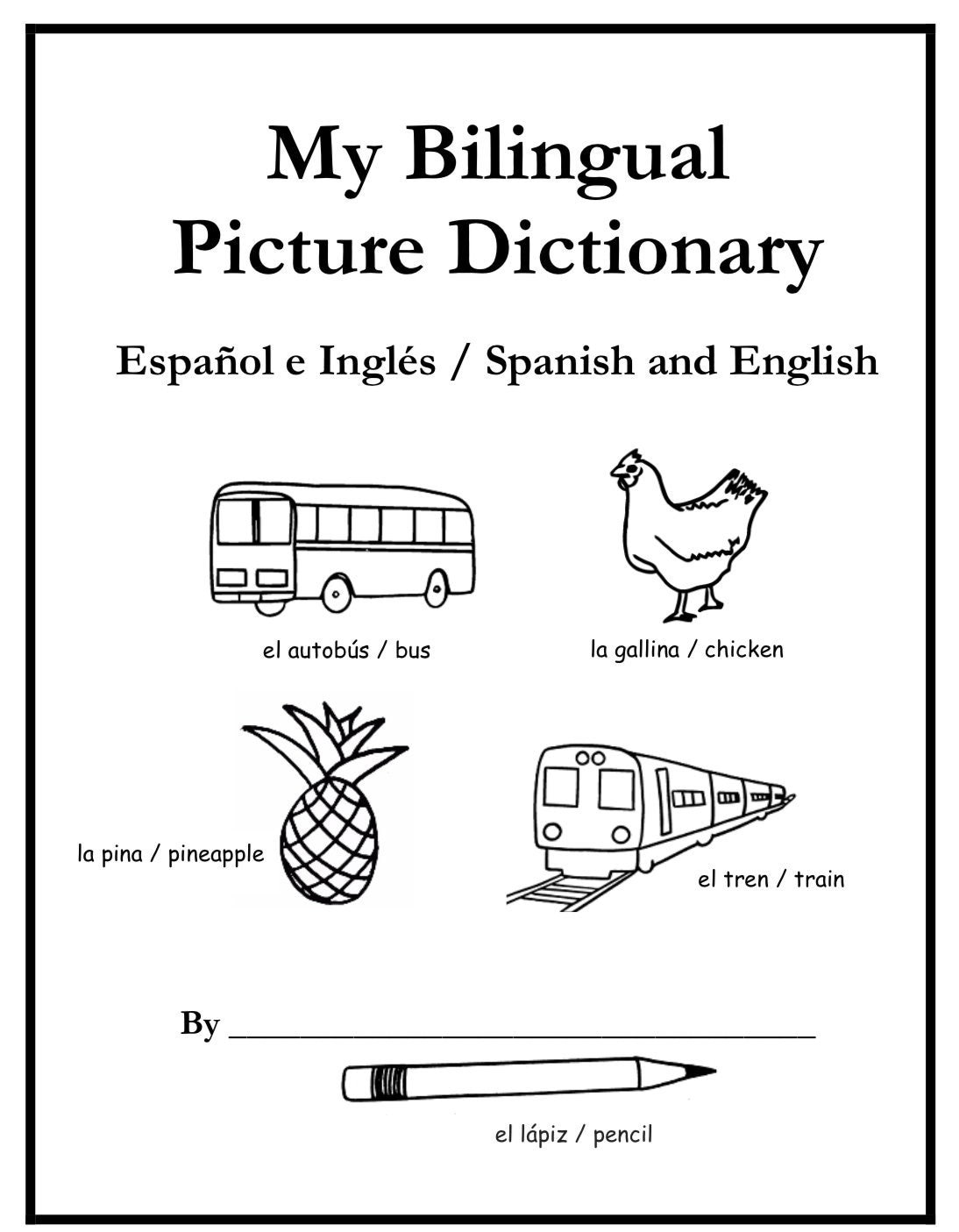 Bilingual Printable Coloring Book Picture Dictionary Spanish and ...