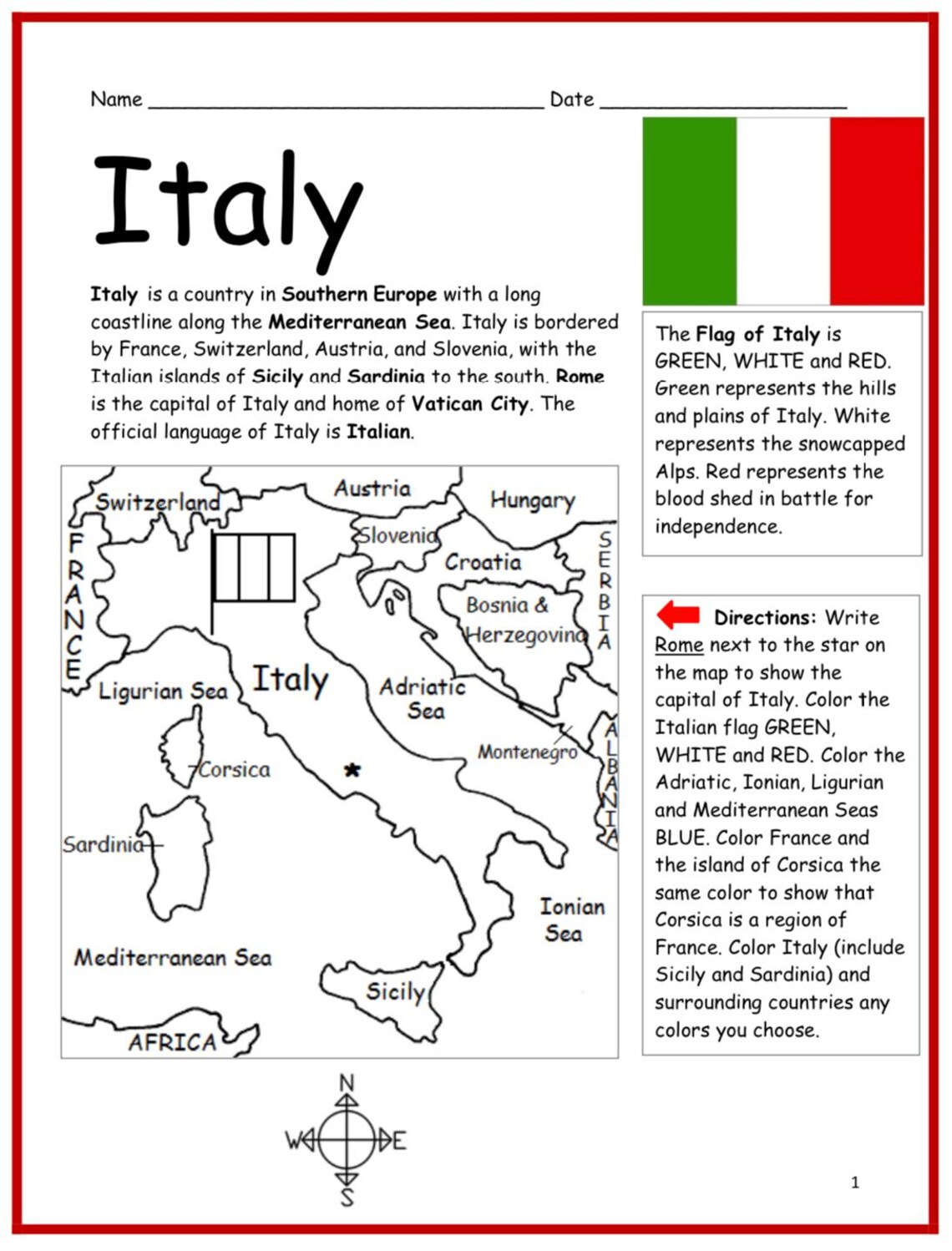 Countries of Europe Printable Worksheets Bundle - Etsy