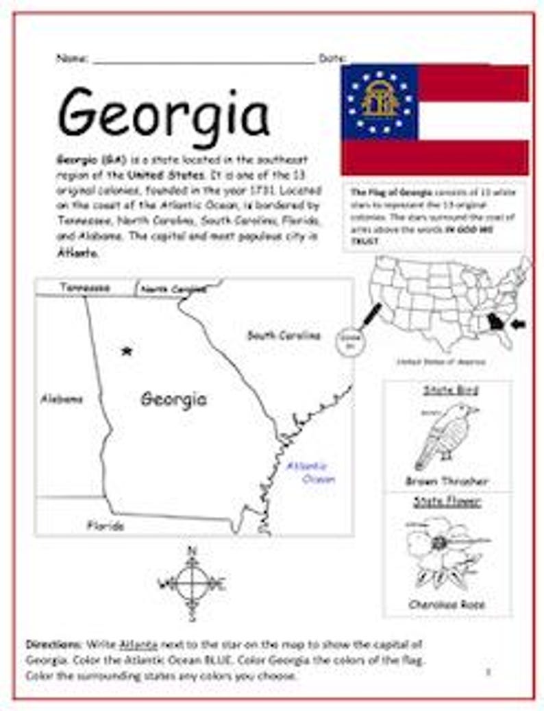 Southeast Region of the USA Printable Worksheets Bundle - Etsy