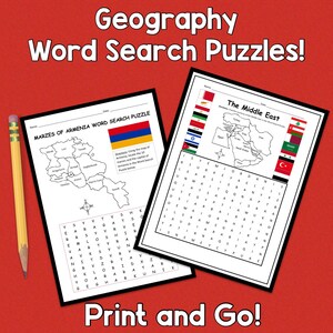 Geography Word Search Puzzles With Maps Printable Bundle - Etsy