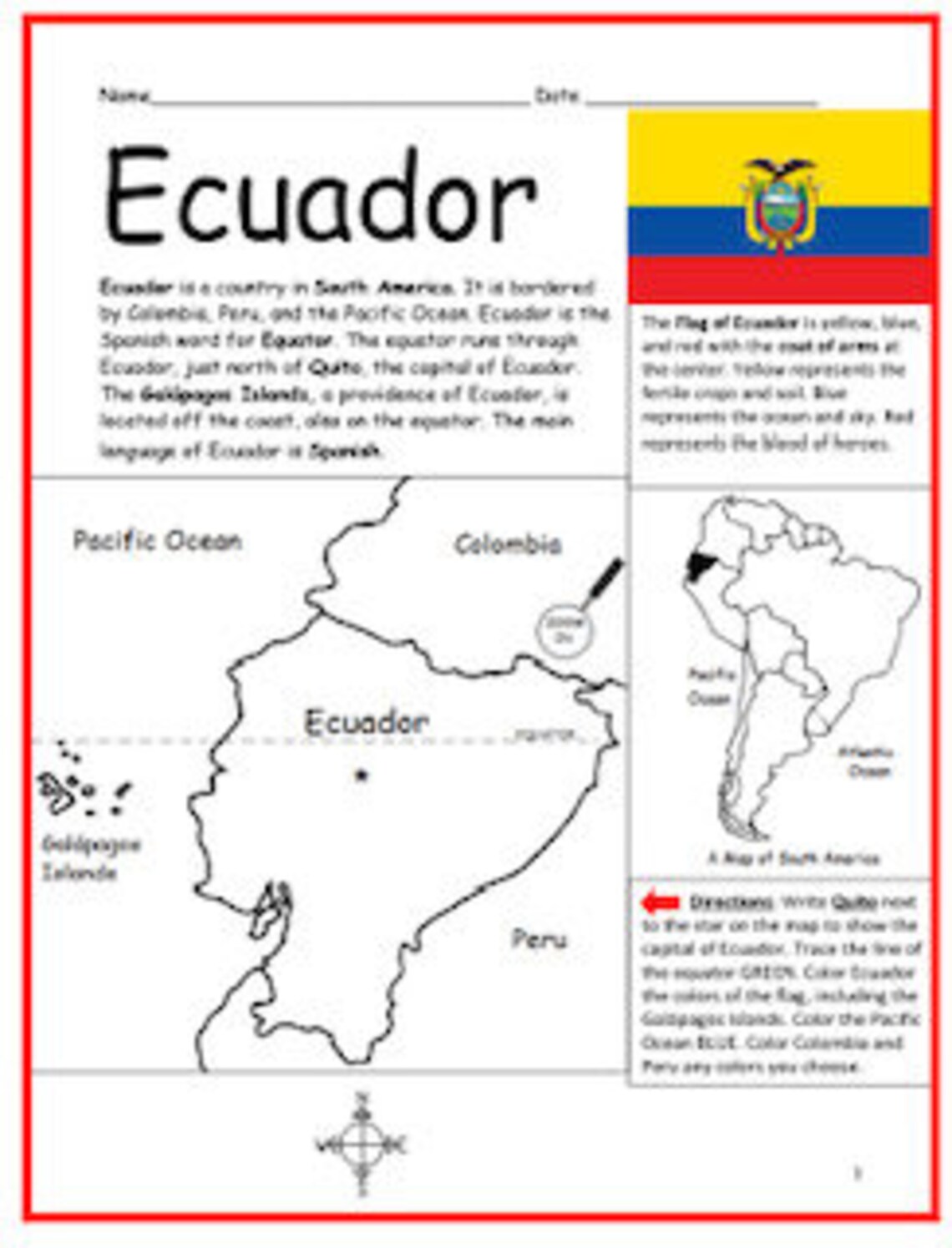 Spanish Speaking Countries of the World Printable Worksheets - Etsy