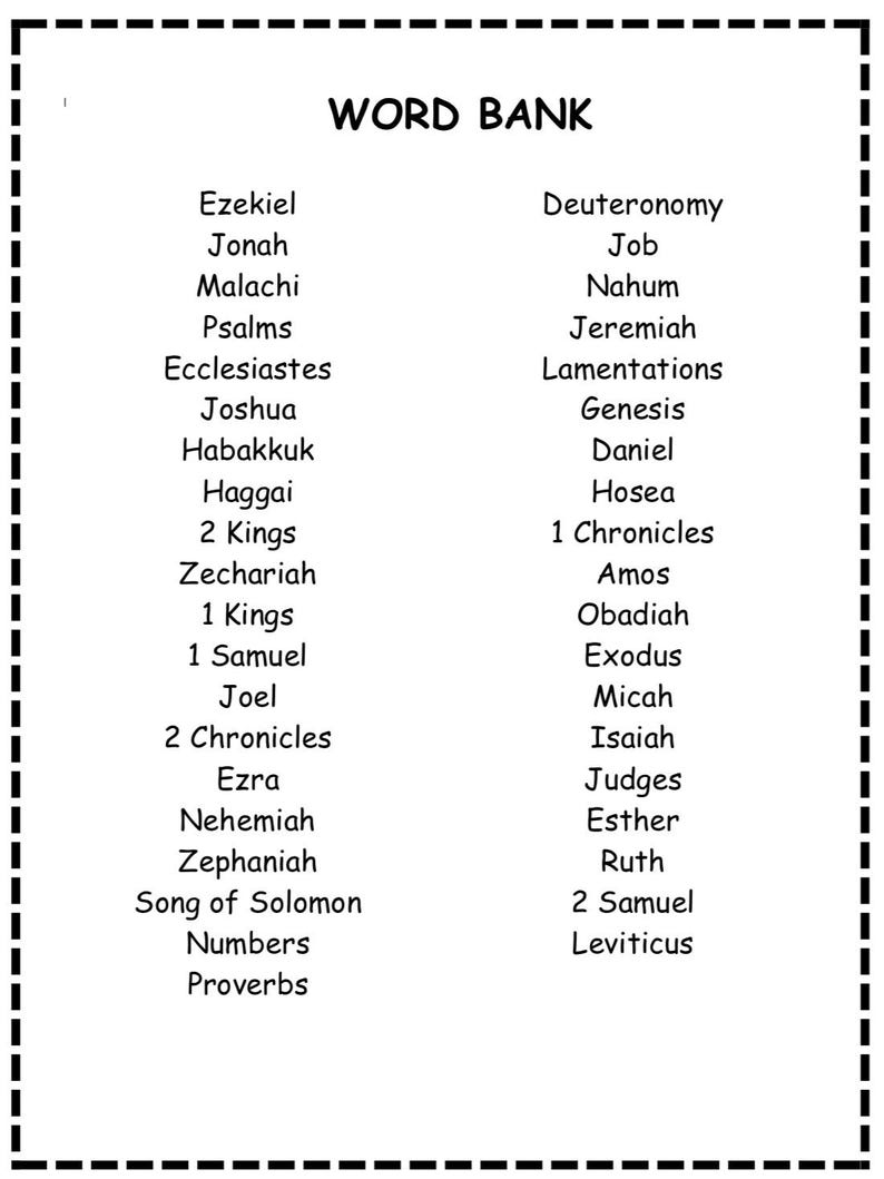 Books of the Old Testament Printable Activities Packet - Etsy