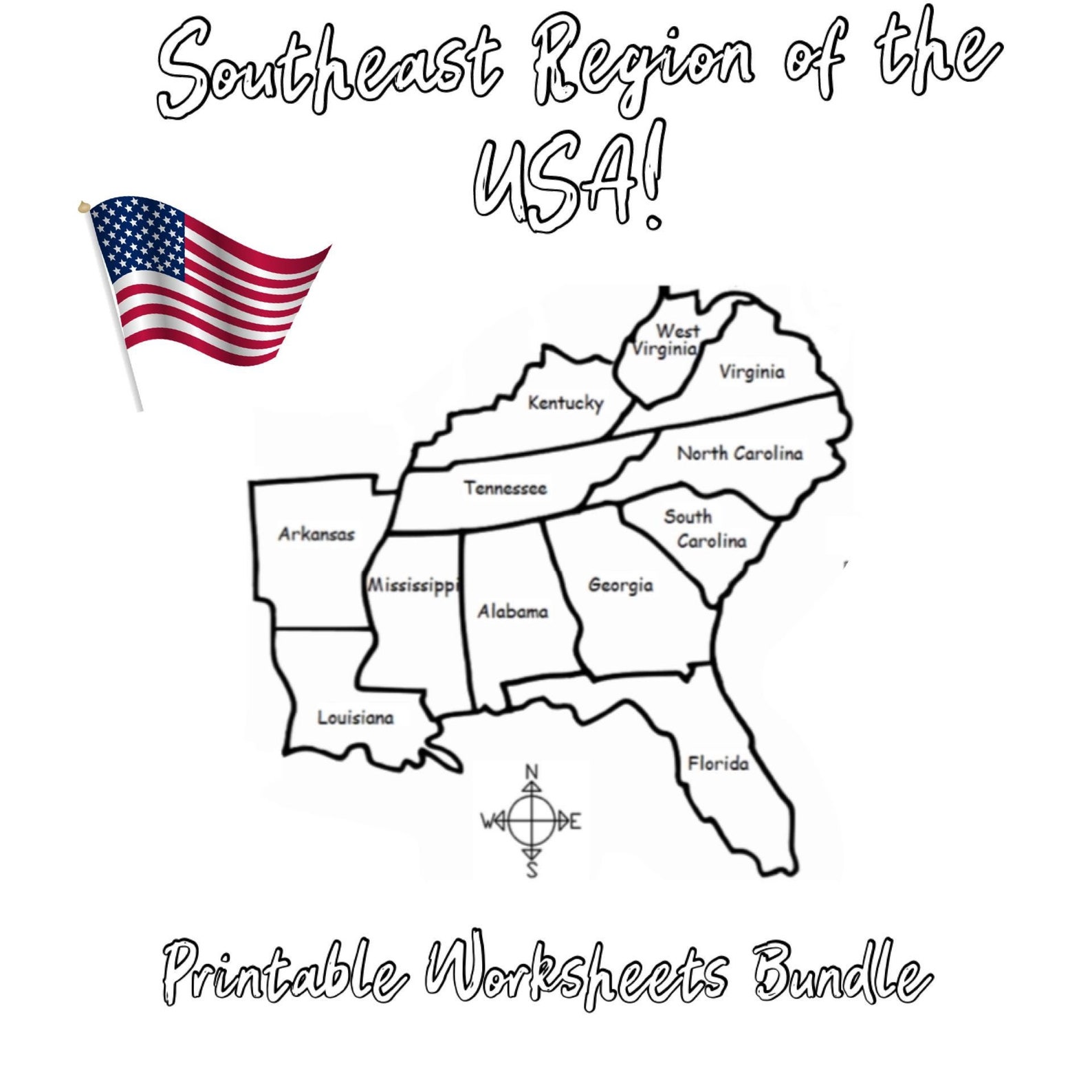 Southeast Region of the USA Printable Worksheets Bundle - Etsy