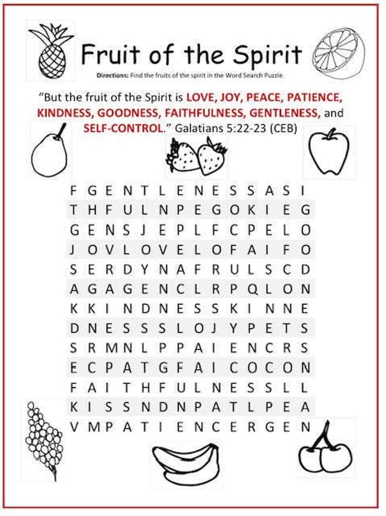 Fruit of the Spirit Printable Activity Worksheet - Etsy