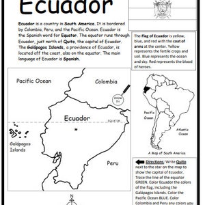 Countries of South America Printable Introductory Geography Worksheets ...