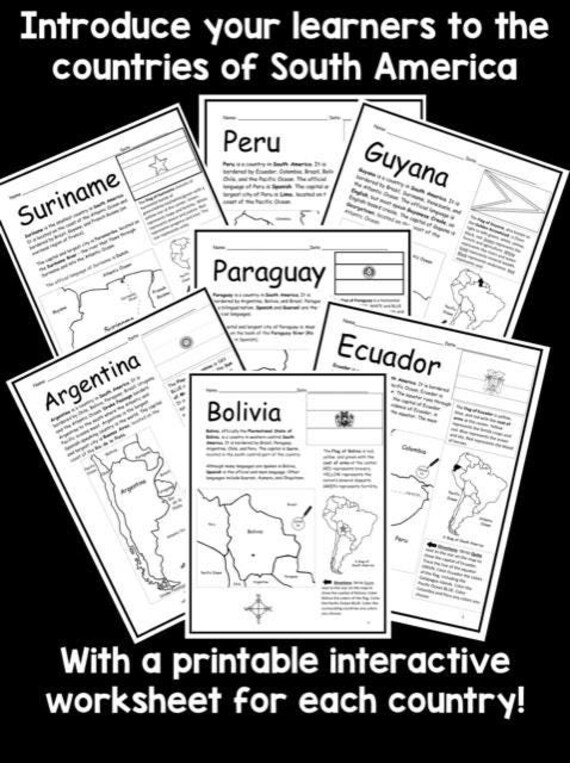 Columbia South America Worksheets