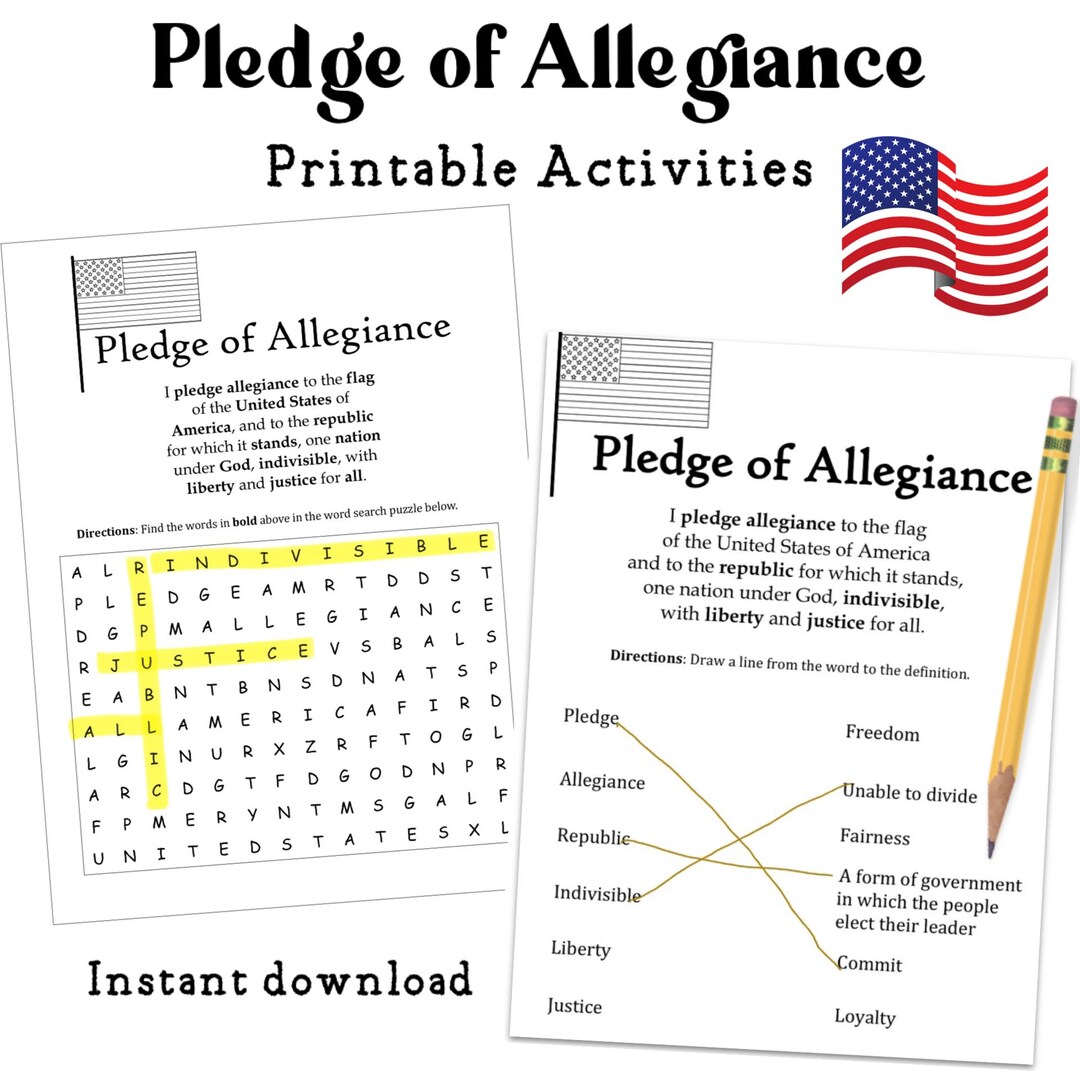 Pledge of Allegiance Printable Activities - Etsy
