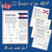 50 States of the USA Printable Worksheets Bundle - Etsy
