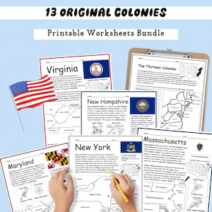 13 Original Colonies Bundle | 44 Printable History Worksheets ...