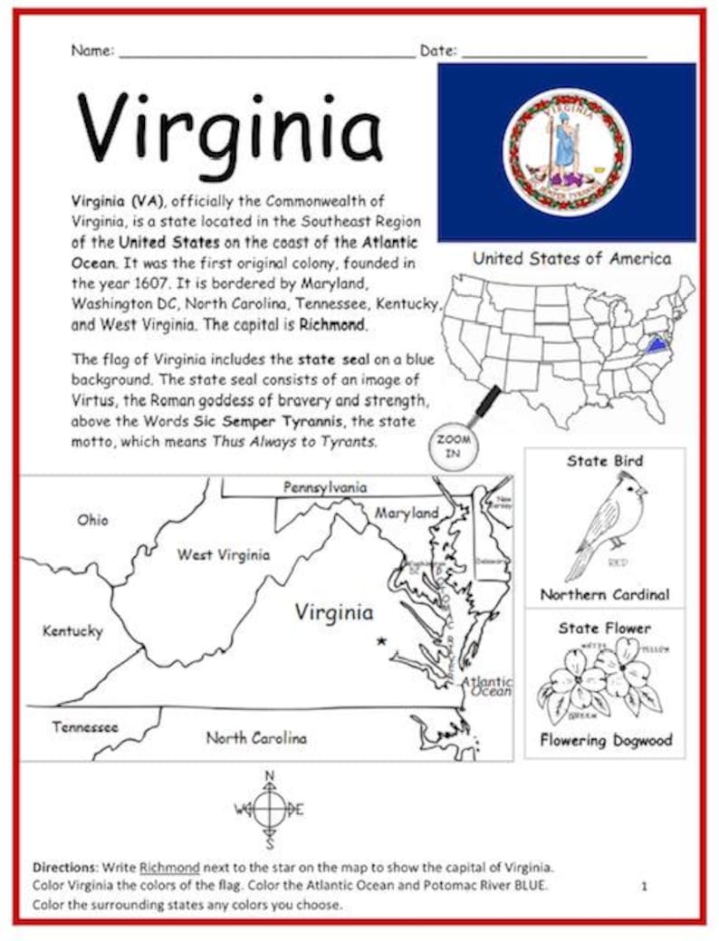 Southeast Region of the USA Printable Worksheets Bundle - Etsy